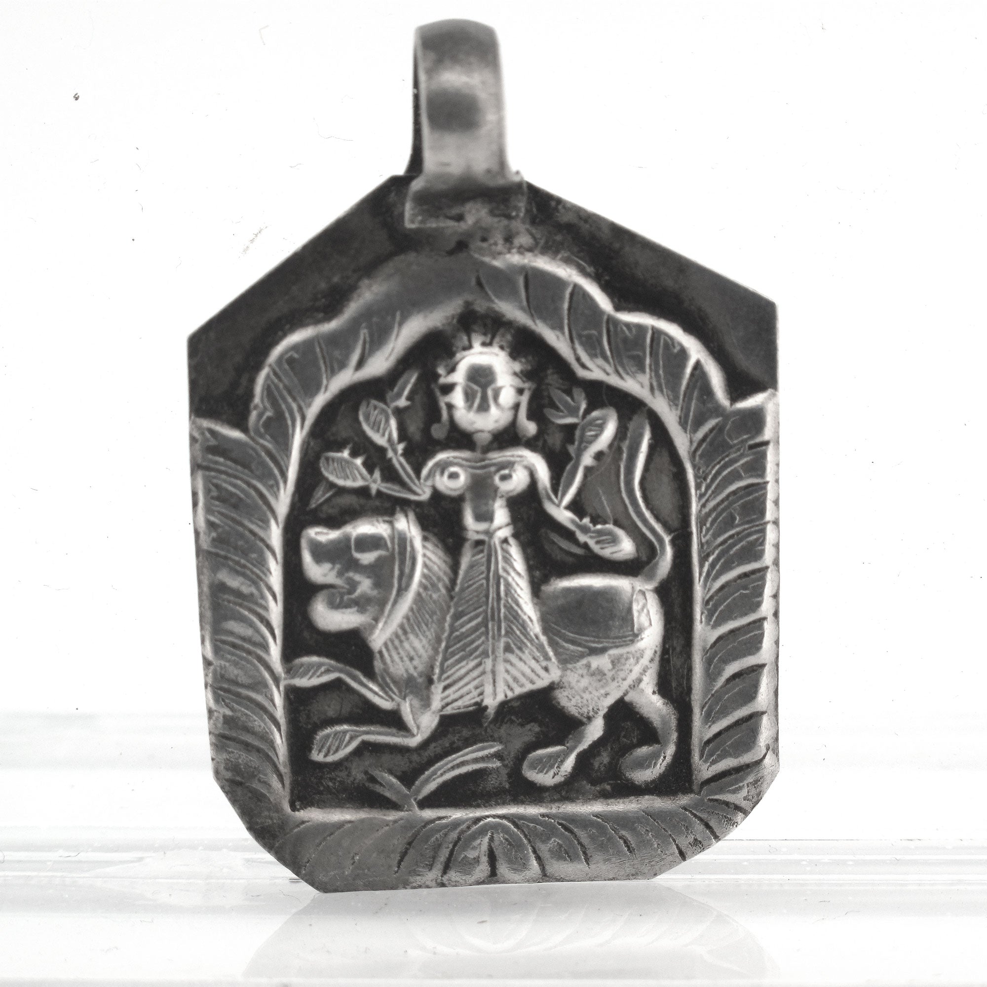 Hindu amulet pendant of Goddess Durga riding lion. b18-0614cs – Earthly ...