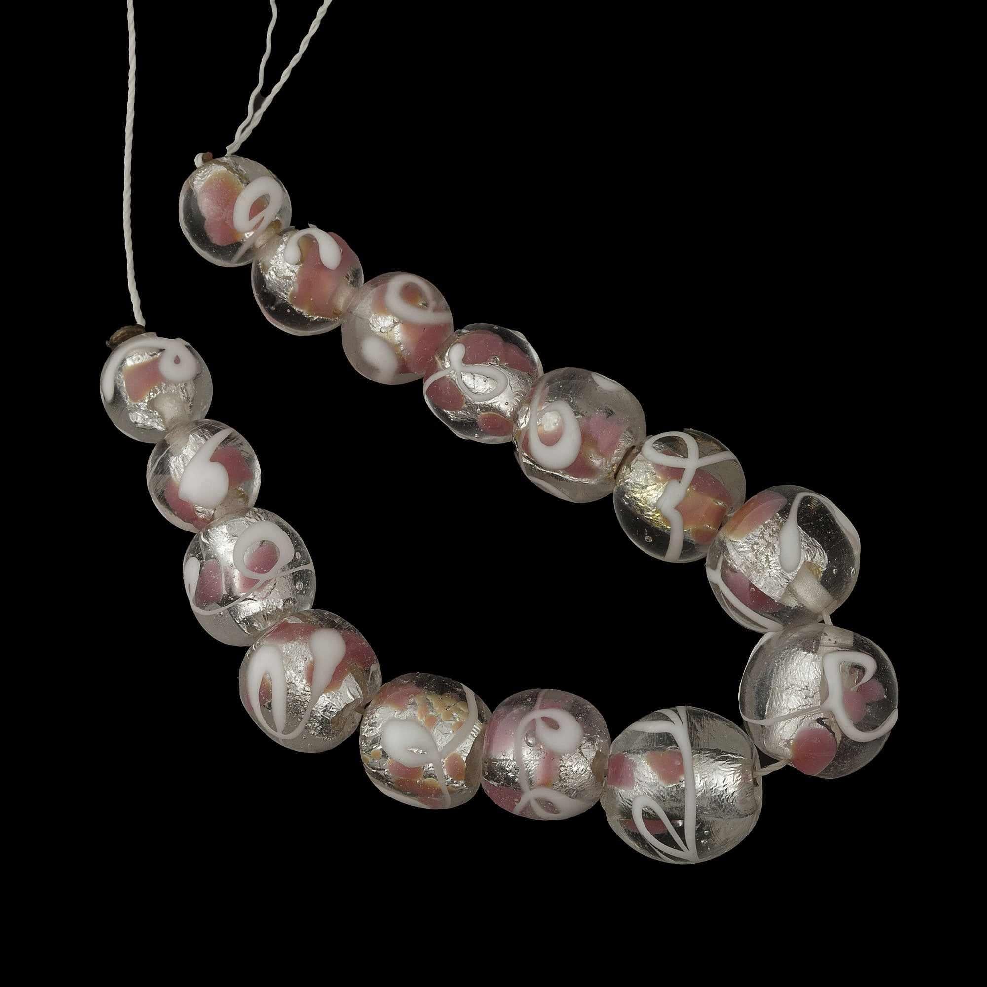 Venetian Pink Sommerso Foil, Graduated, 15 beads, 1 str. B11-PP-1288 ...