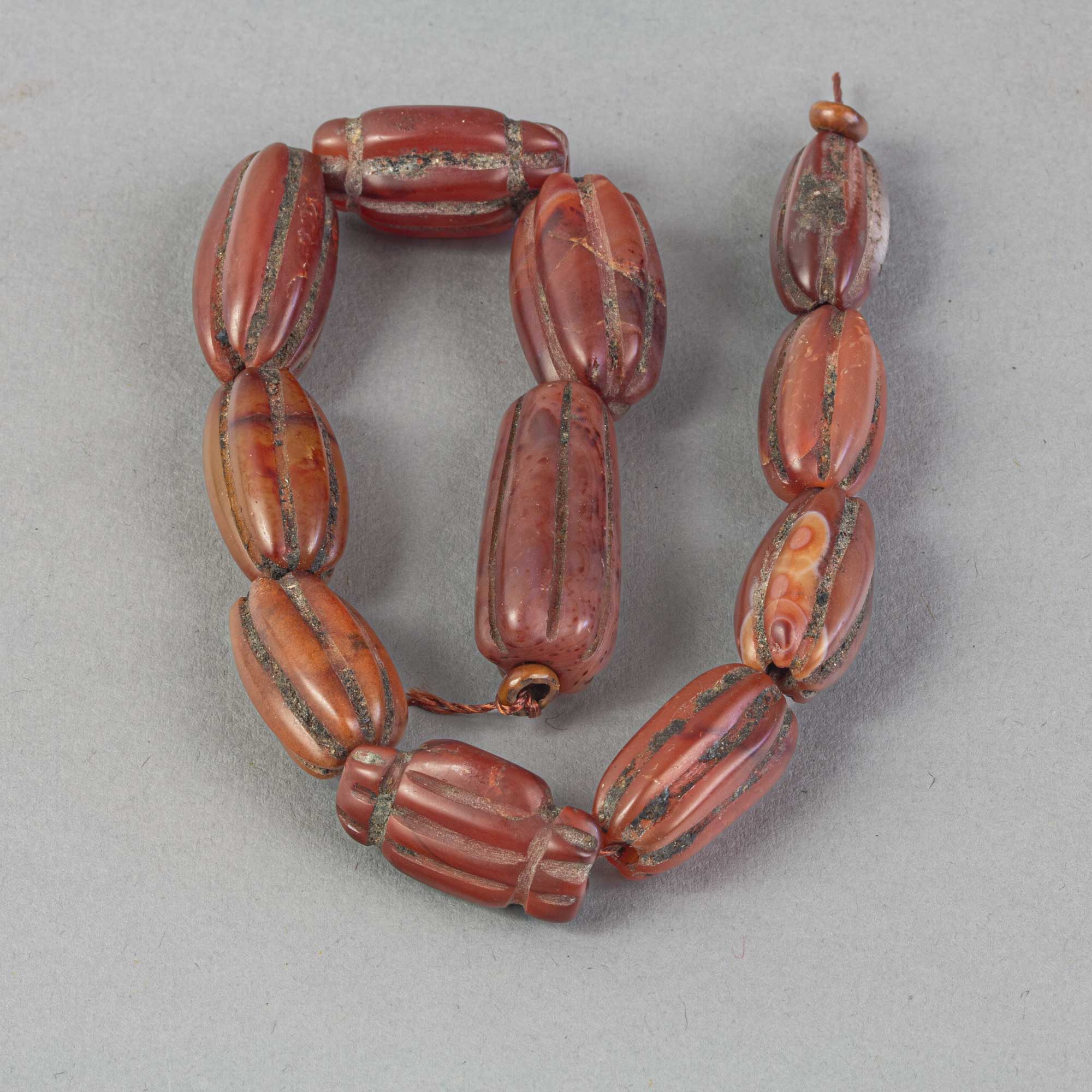 Old opaque carnelian carved oblong beads. Strand of 11. Nepal – Earthly ...