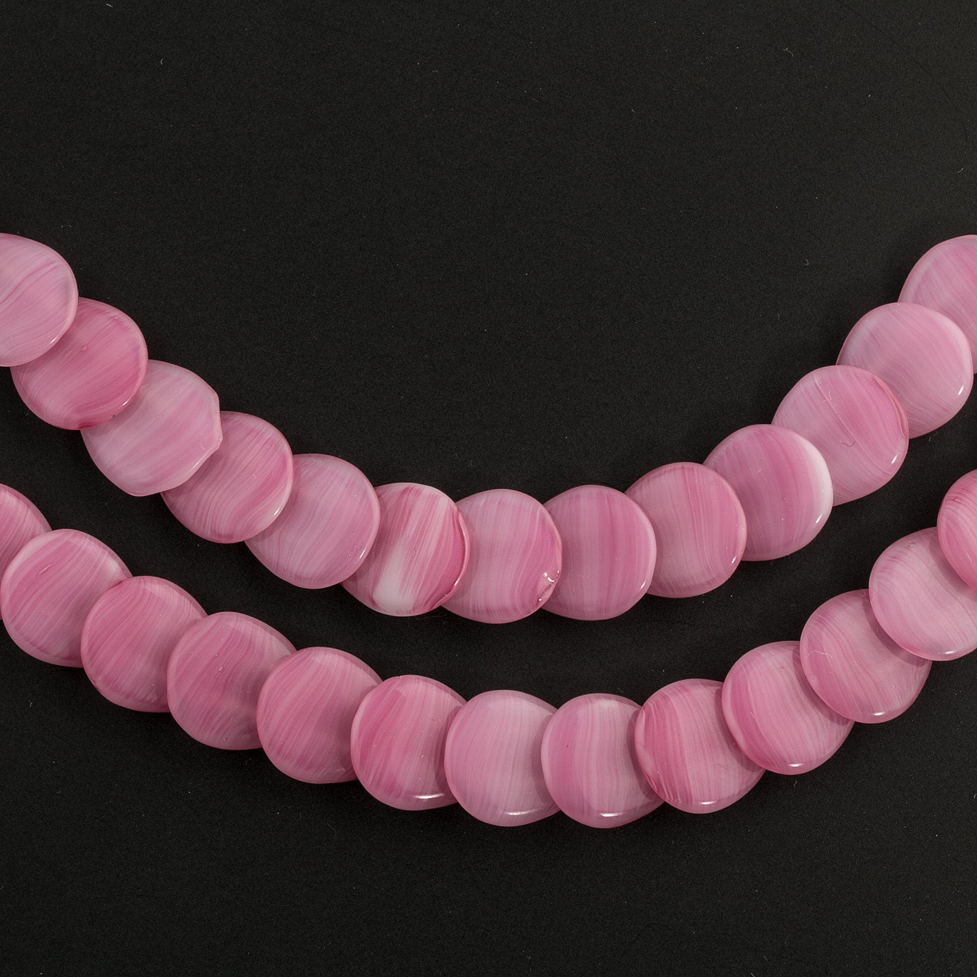 Old French 2-hole overlapping disks. 10mm. Strand of 24. 8 inches. b11 ...