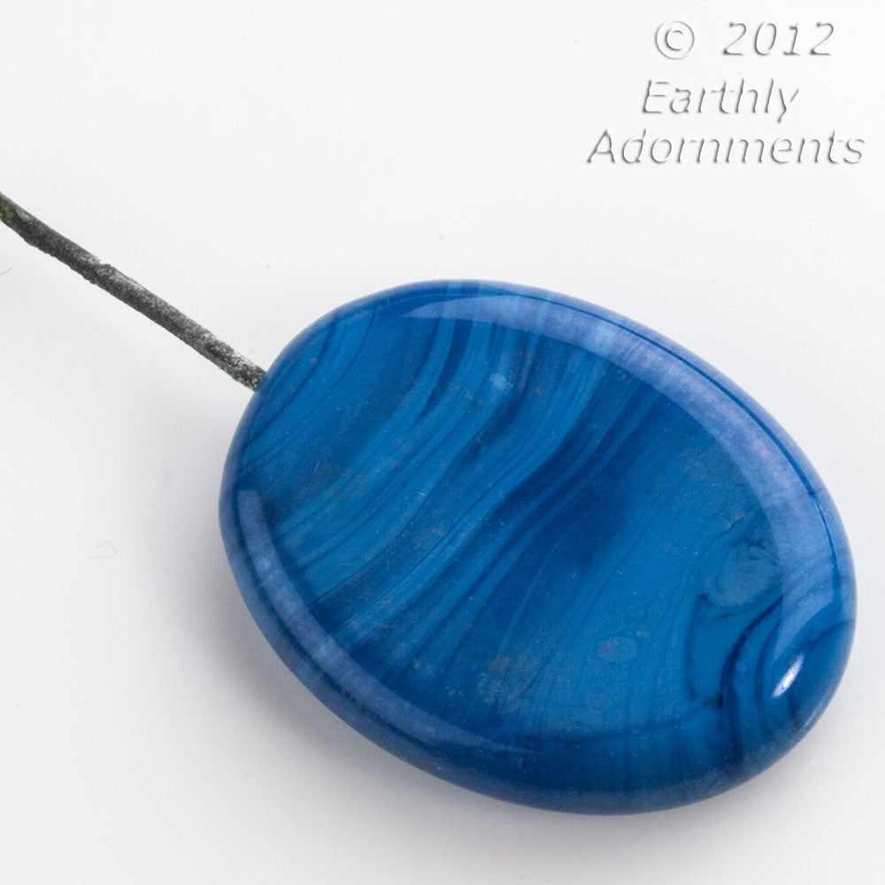 Swirled Blue Glass Oval Pendant on wire. Pkg 1. b11-bl-2074 – Earthly ...