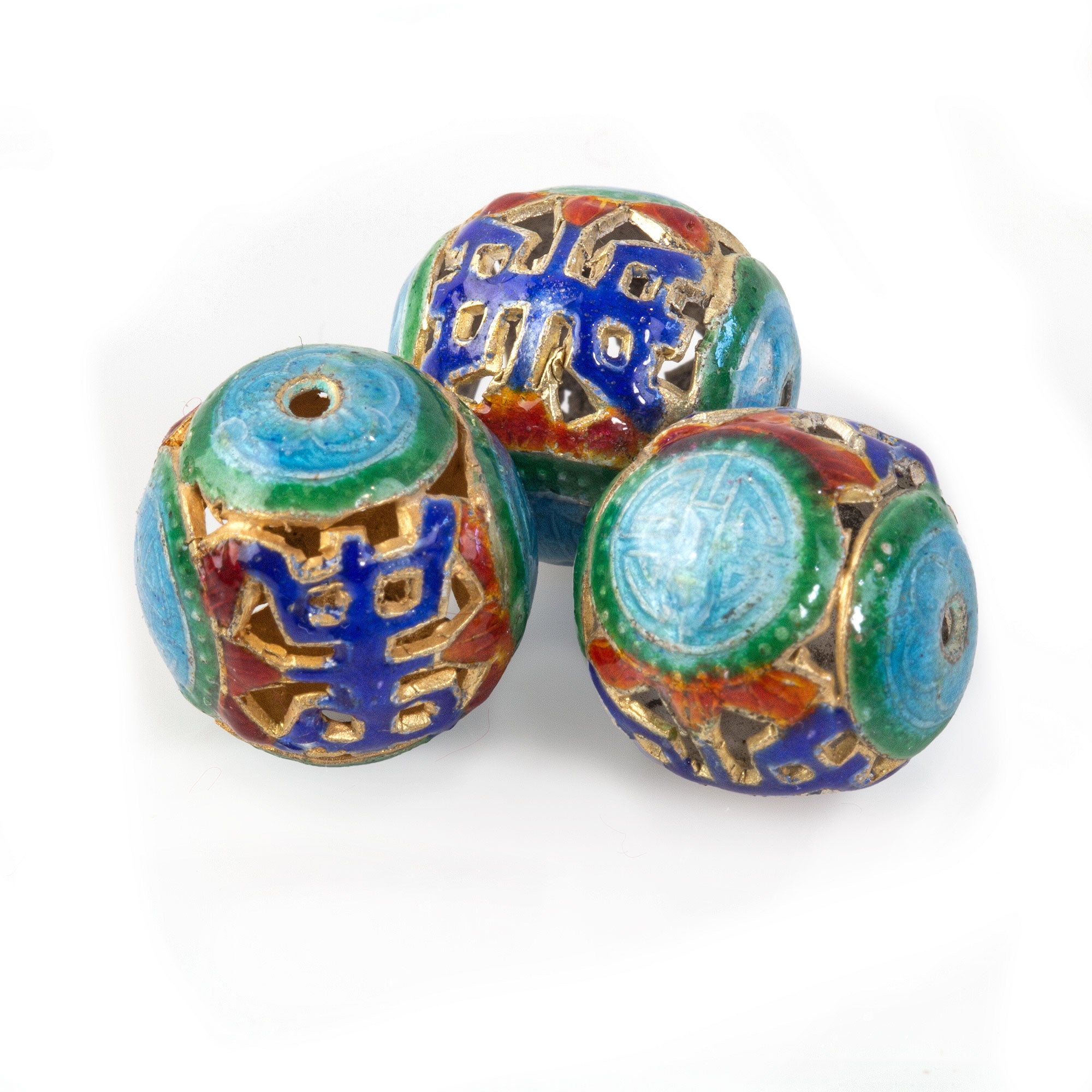 Vintage Chinese enamel Shou bead. Rare, 1970s. 15mm. Qing reproduction ...