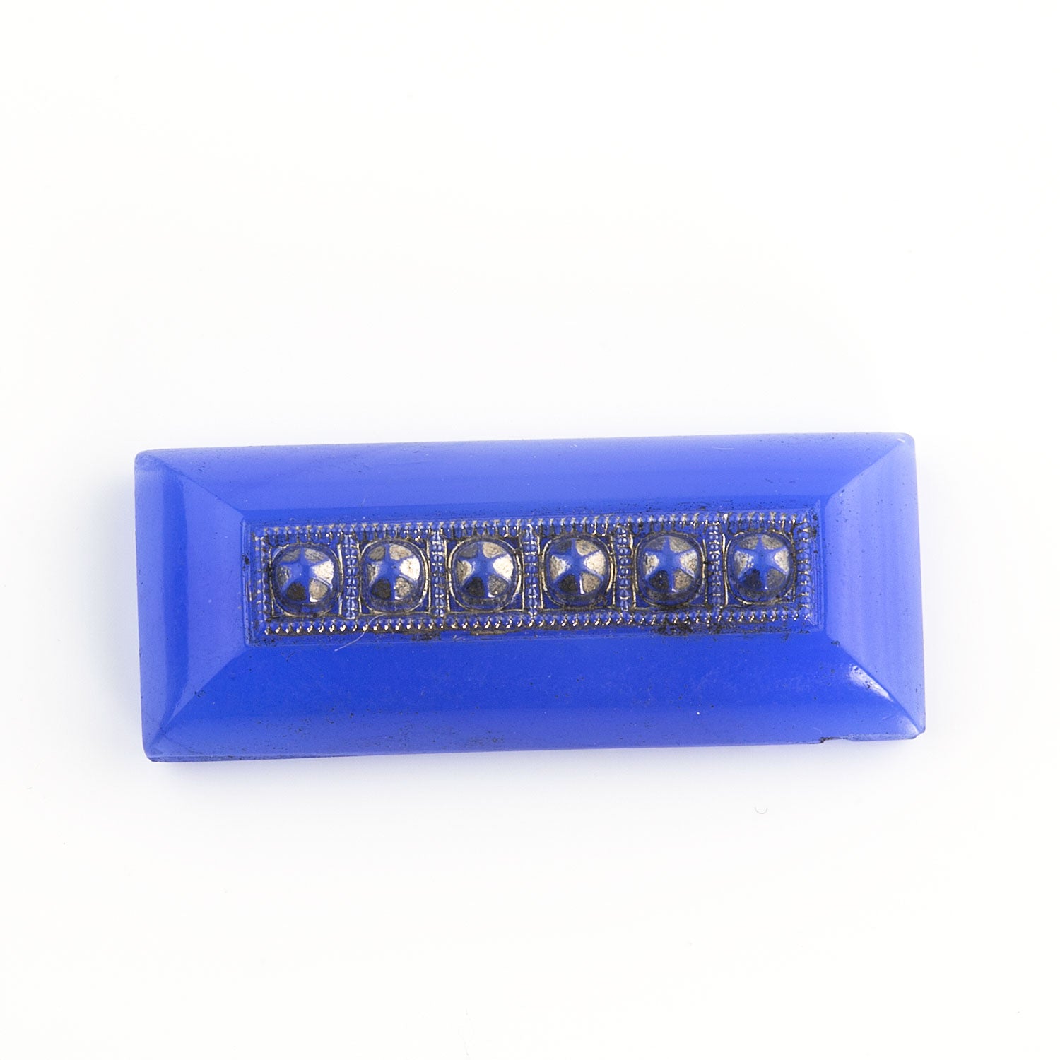 Art Deco Rectangle Cabochon, blue glass, Czechoslovakia. Pkg 1. b5-421 ...
