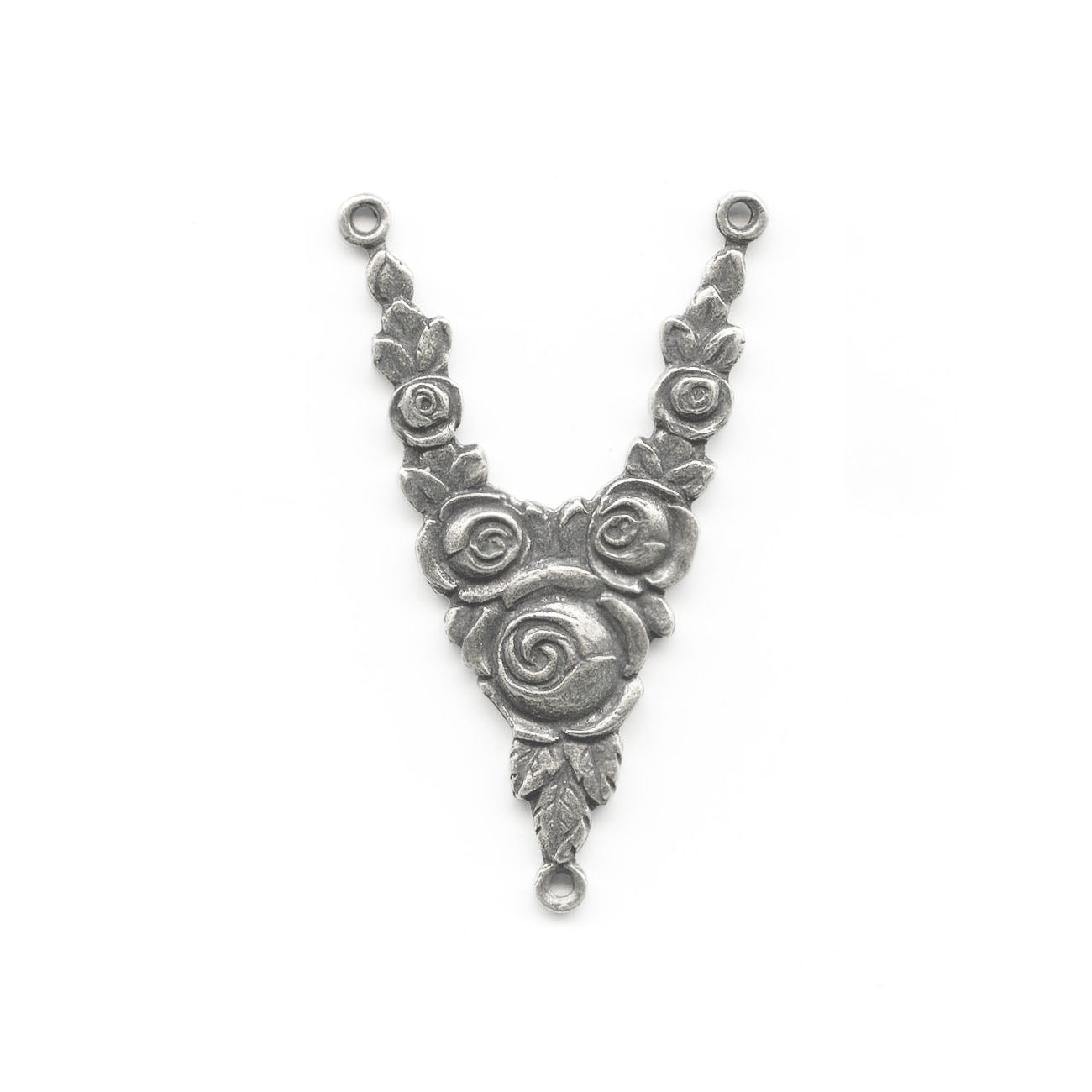 Vintage silver plated cast brass V-shaped lavaliere 3 ring connector ...