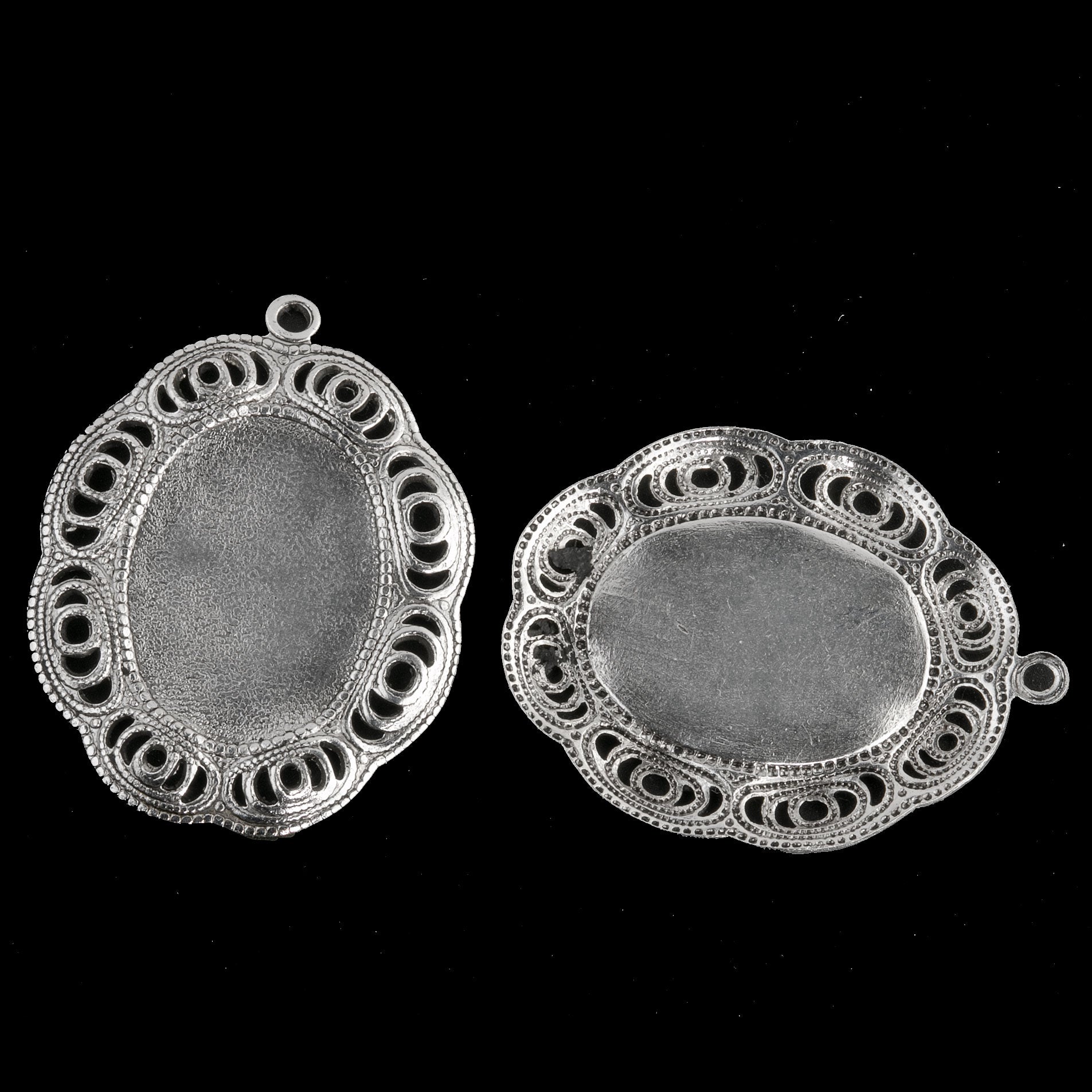 Sterling silver plated brass oval solid back setting for 19x13mm caboc ...