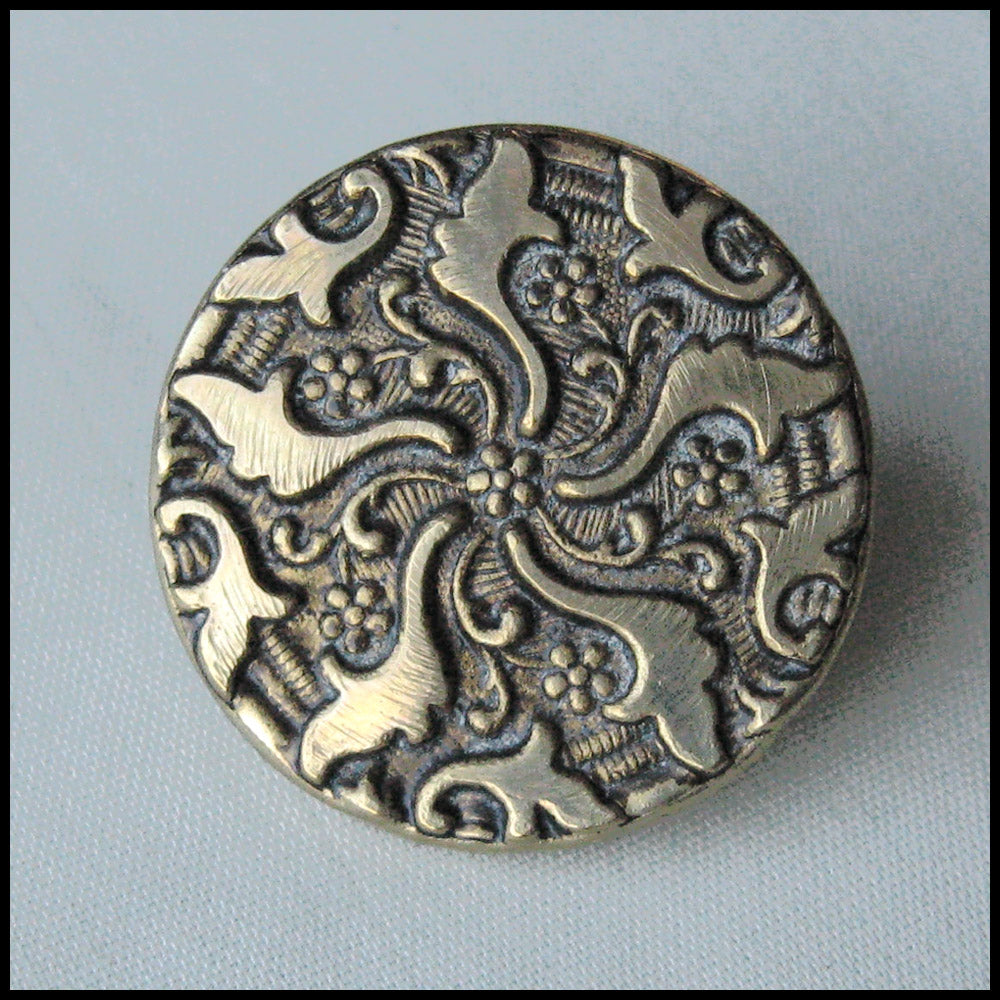 btvc267-Antique stamped ornamental button 7/8 inch. – Earthly Adornments