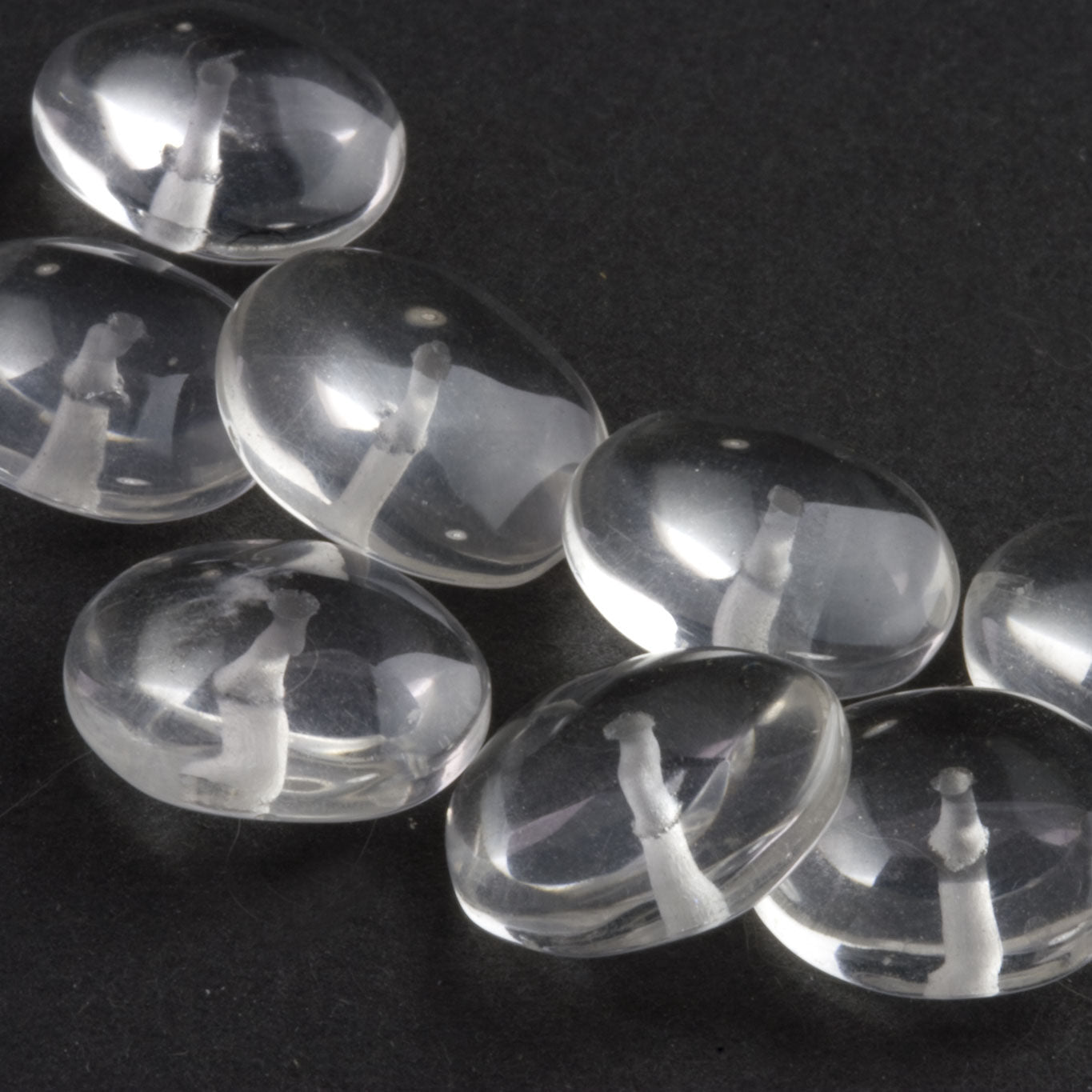 Vintage quartz crystal lentil shaped disks 12x3mm pkg of 4. b4-qua346 ...